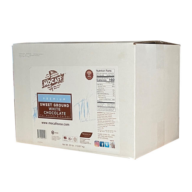 Mocafe Ground White Chocolate – 30 lb Case | Houston's, Inc.